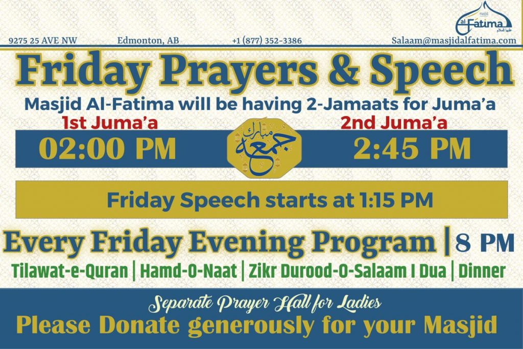 Friday Prayers & Speech – Masjid al Fatima